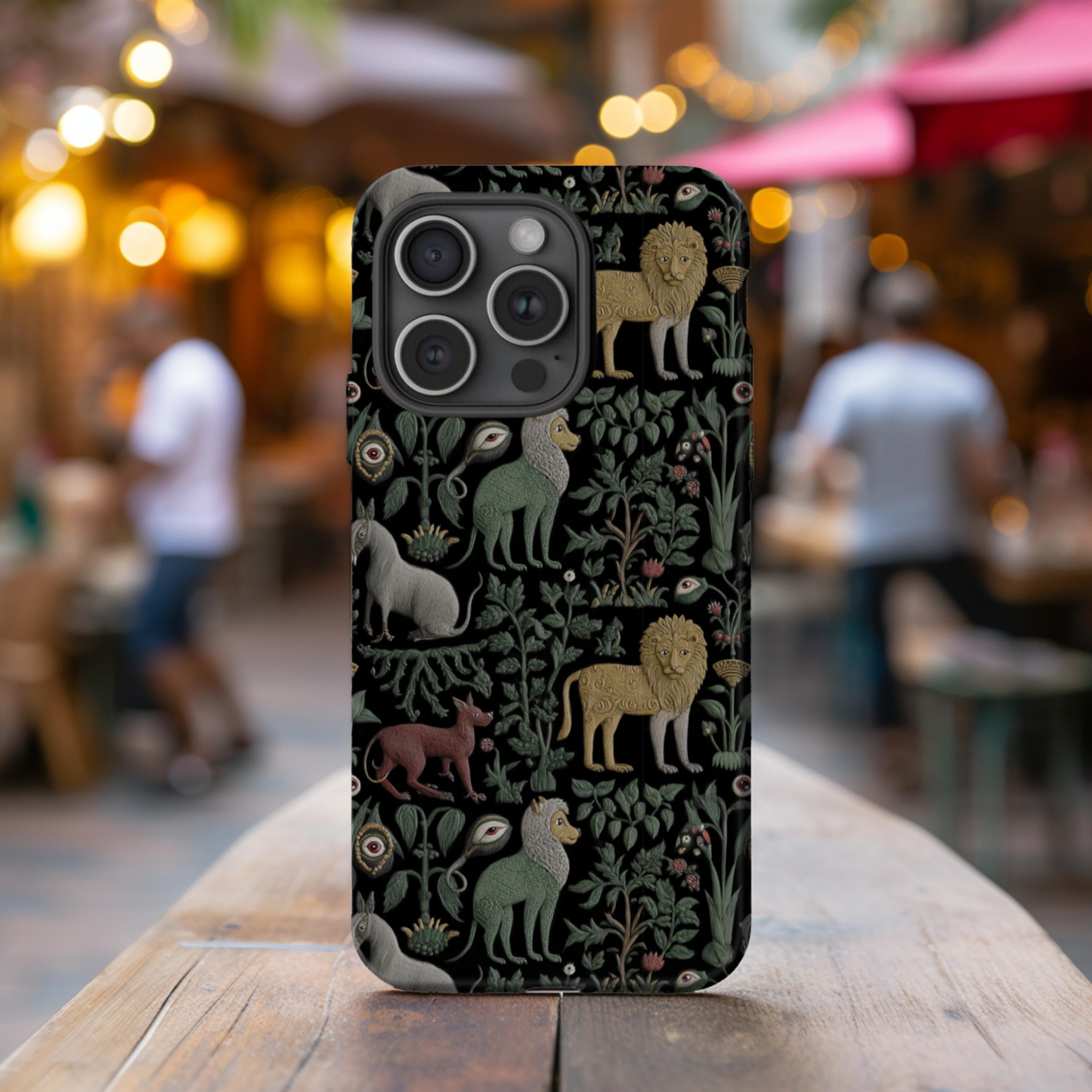 Whimsigoth Beasts Chinoiserie Phone Case Dark Medieval Pattern for ...