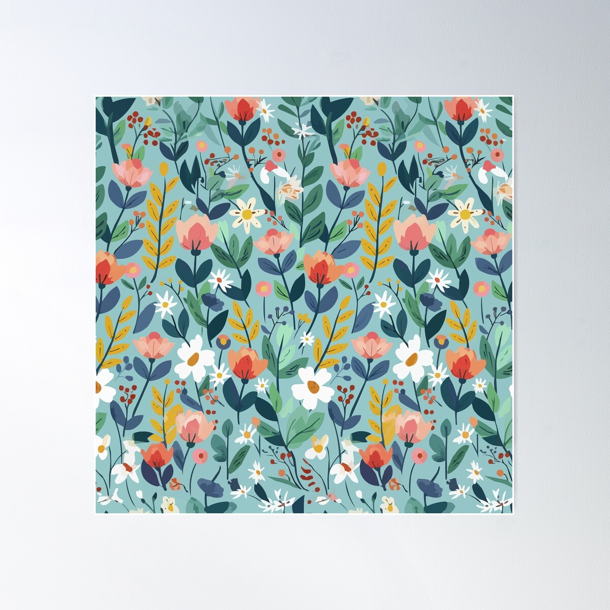 Whimsy Floral Infusion Poster Wall Art, Modern Wall Decor For Living ...
