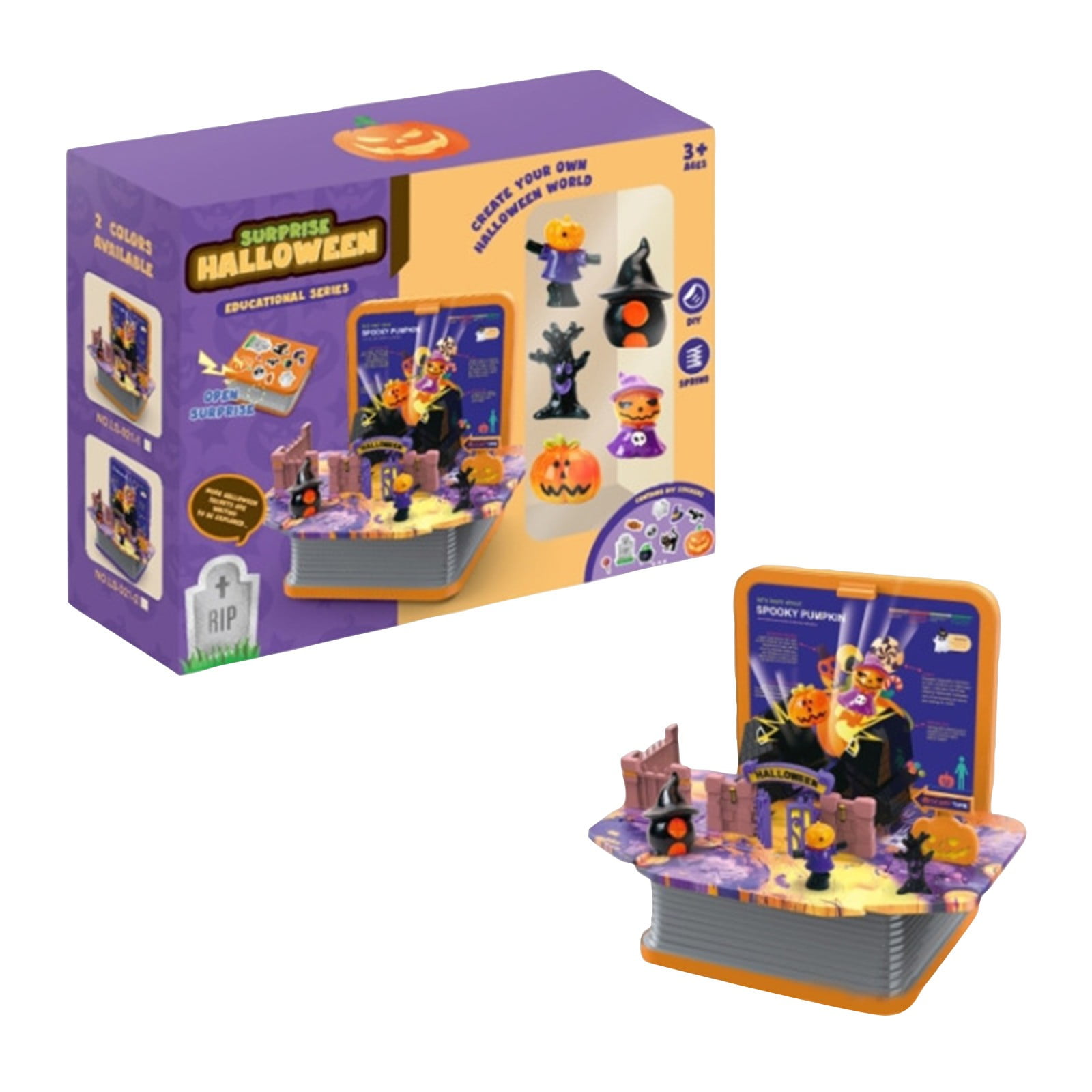 WhimsyHive 3D Halloween Bookends with Ghosts and Skeletons Horror Scene ...