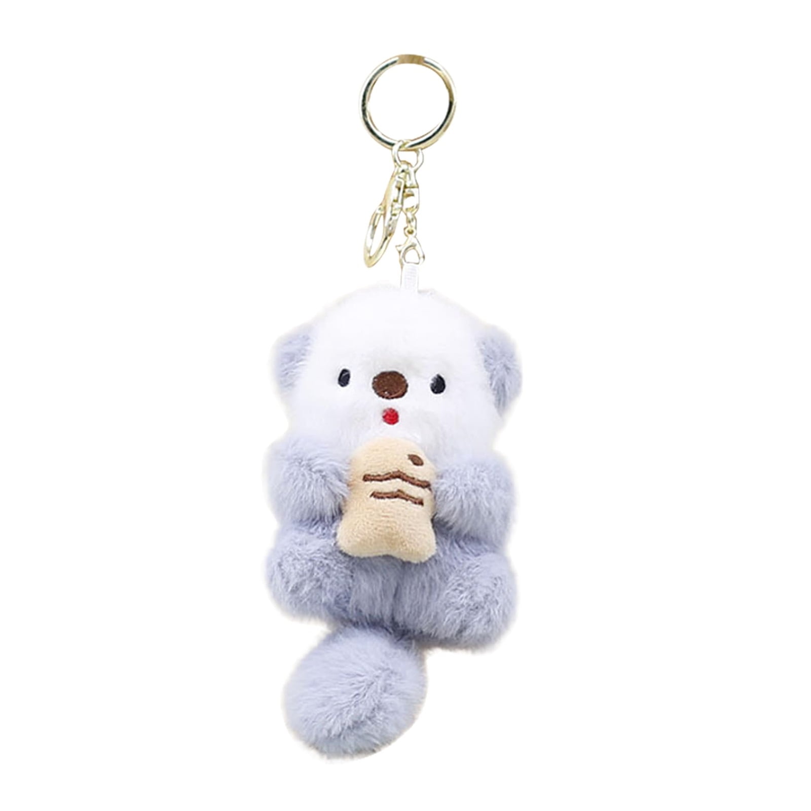 WhimsyHive Cute Otter Keychain with Hugging Fish, Creative Plush Keychain for Girlfriend, Couple ...