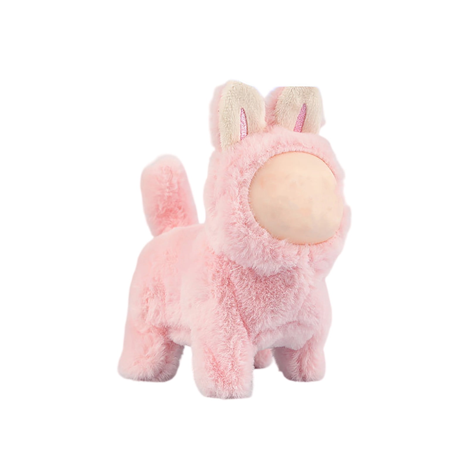 WhimsyHive Electric Plush Cartoon Toy with Glowing Silicone Face, Runs ...