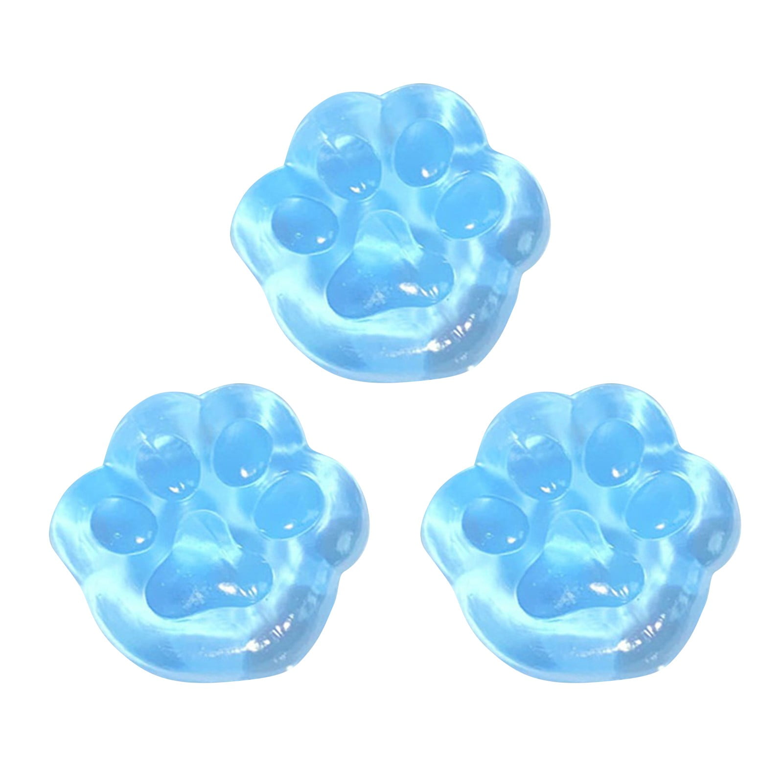 WhimsyHive Washable TPR Transparent Glitter Cat Paw Squishy Toy - Ice ...
