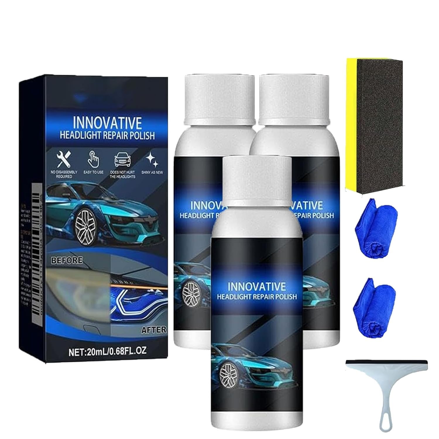 Whimsyard Headlight Restorer, Car Headlight Repair Fluid, Ceramic ...