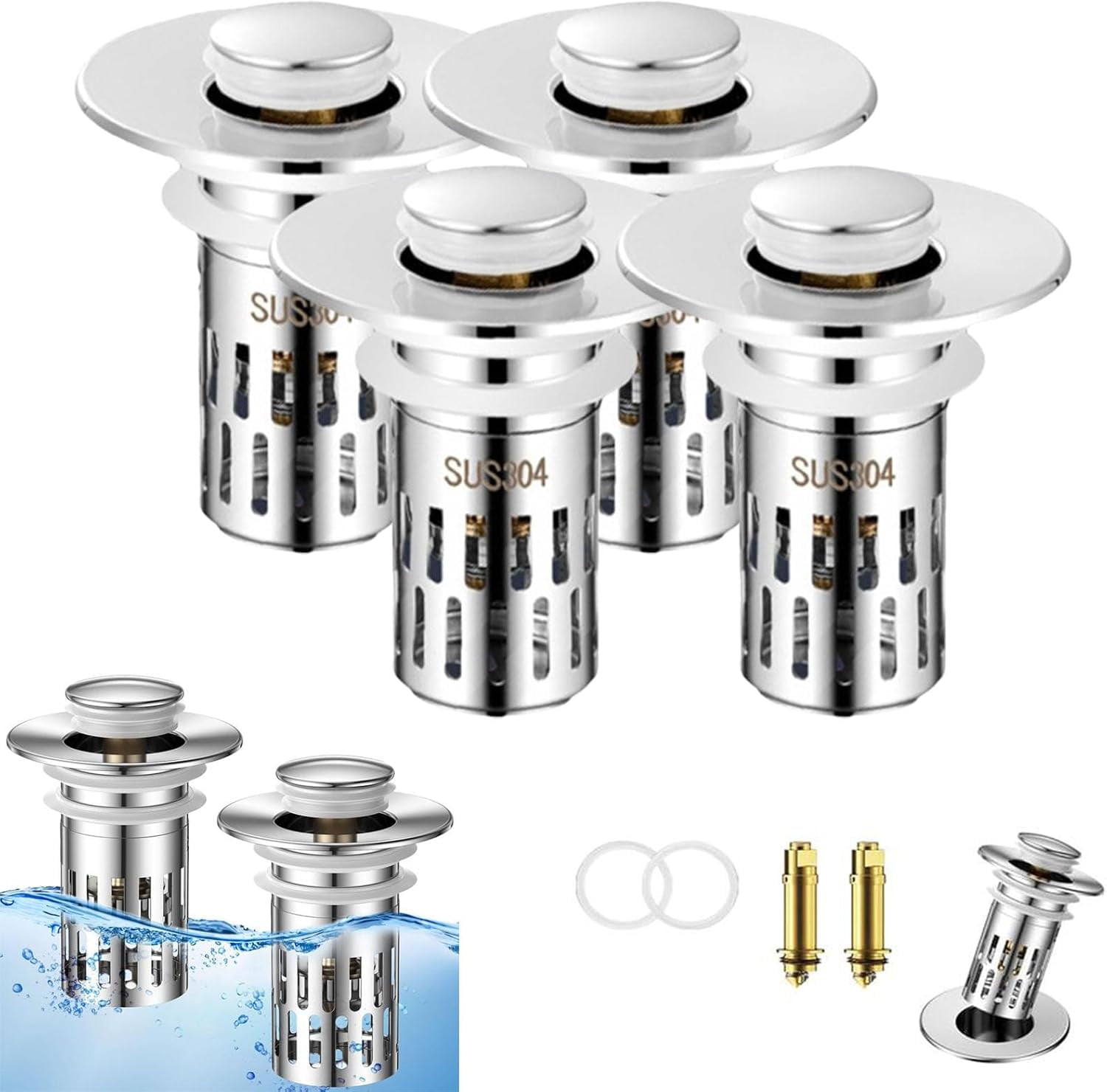 Whimsyard Sink Drain, Agriculturi Sink Strainer, Push to Bounce Core ...