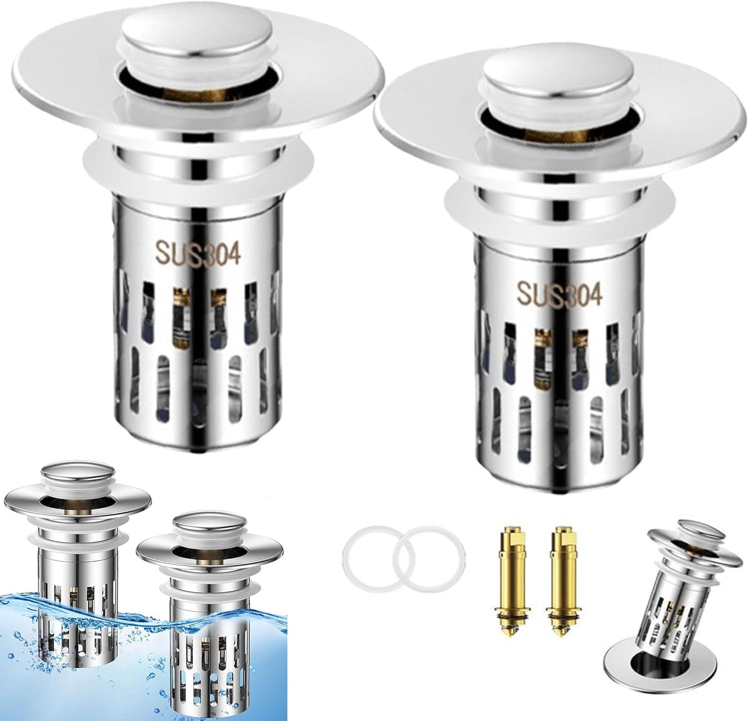 Whimsyard Sink Drain, Agriculturi Sink Strainer, Push to Bounce Core ...