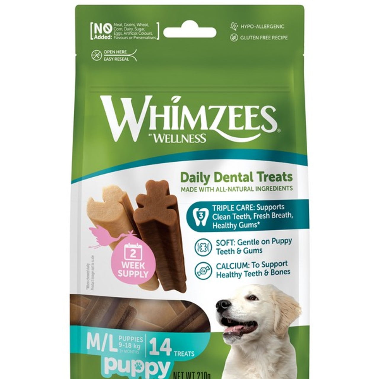 Whimzees Puppy Value Pack M/L 14 Pack Case of 6 - Walmart.com