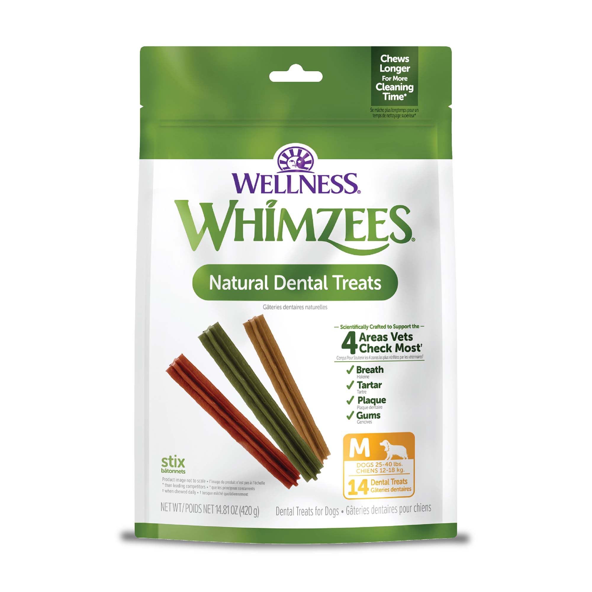 Whimzees by Wellness Stix Natural HYZ01 Dental Chews for Dogs, 3X ...