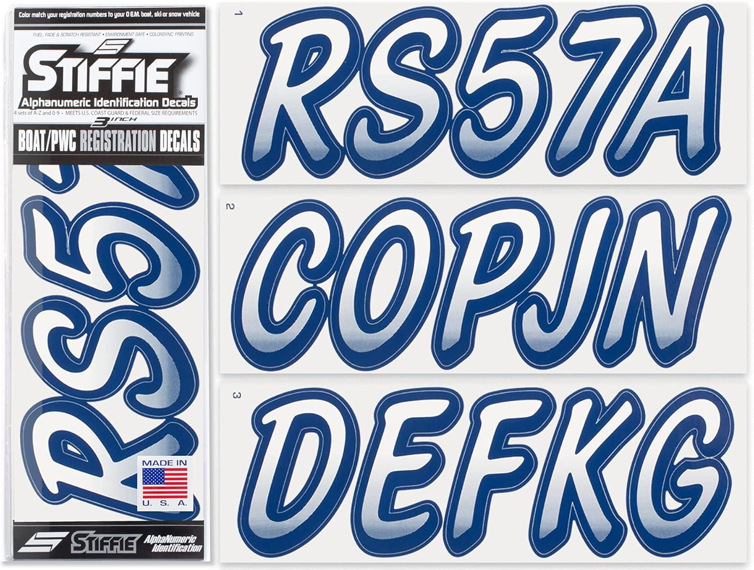 Whipline White/Navy 3" DOT Decal Kit Registration Numbers Vinyl ...