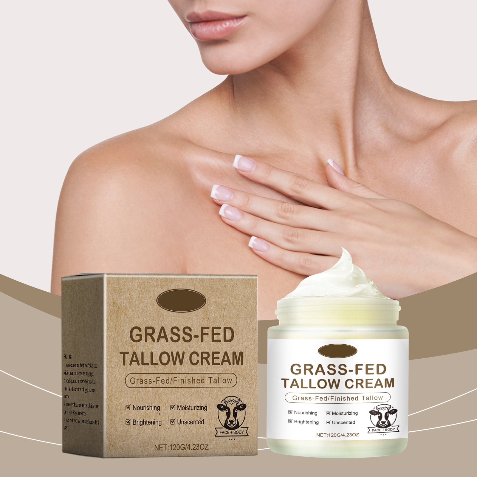 Whipped Grass Fed Beef Tallow Cream - 120g Luxurious Moisturizer with ...