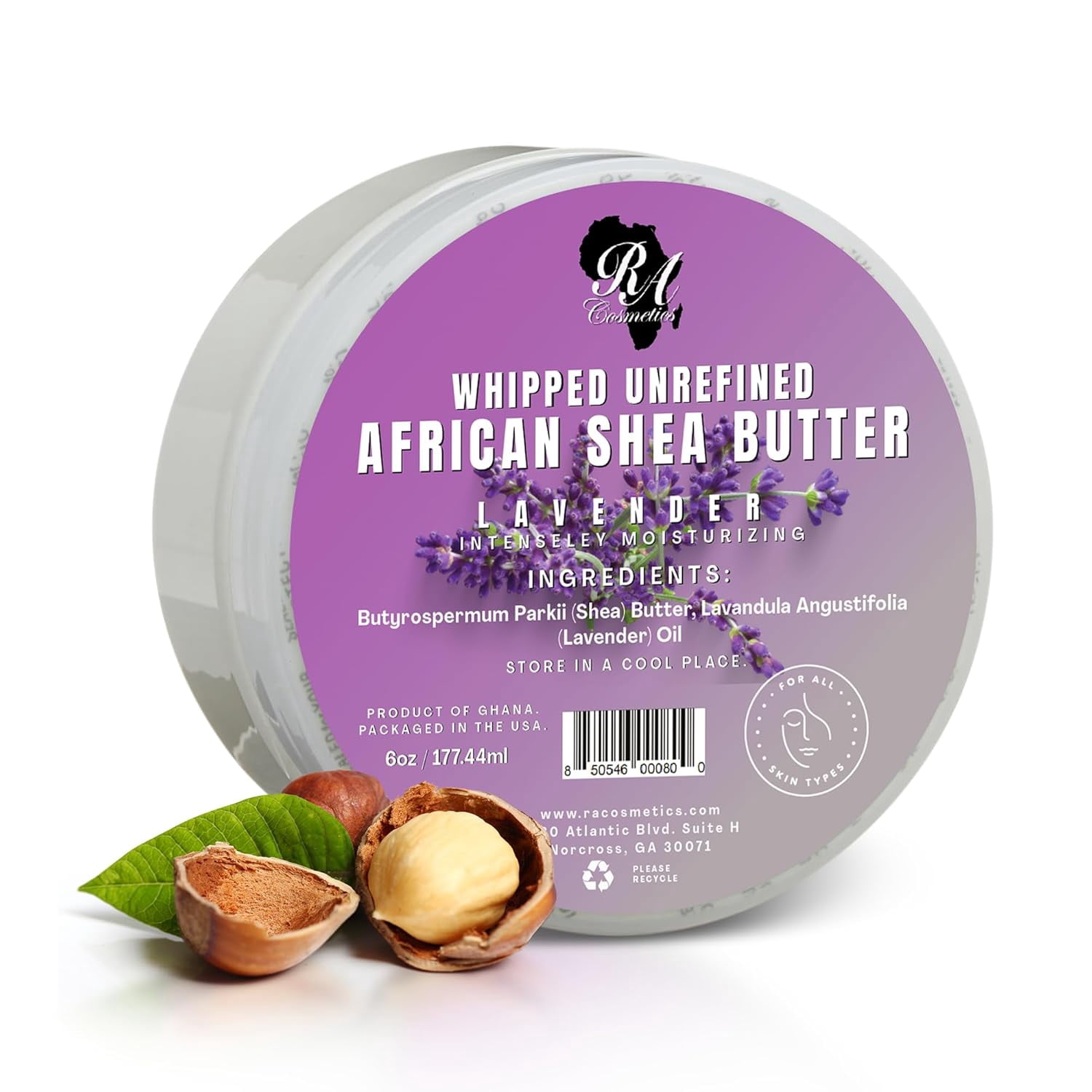 RA Cosmetics Whipped Shea Butter, Lavender, 6oz, Intense Moisture and ...