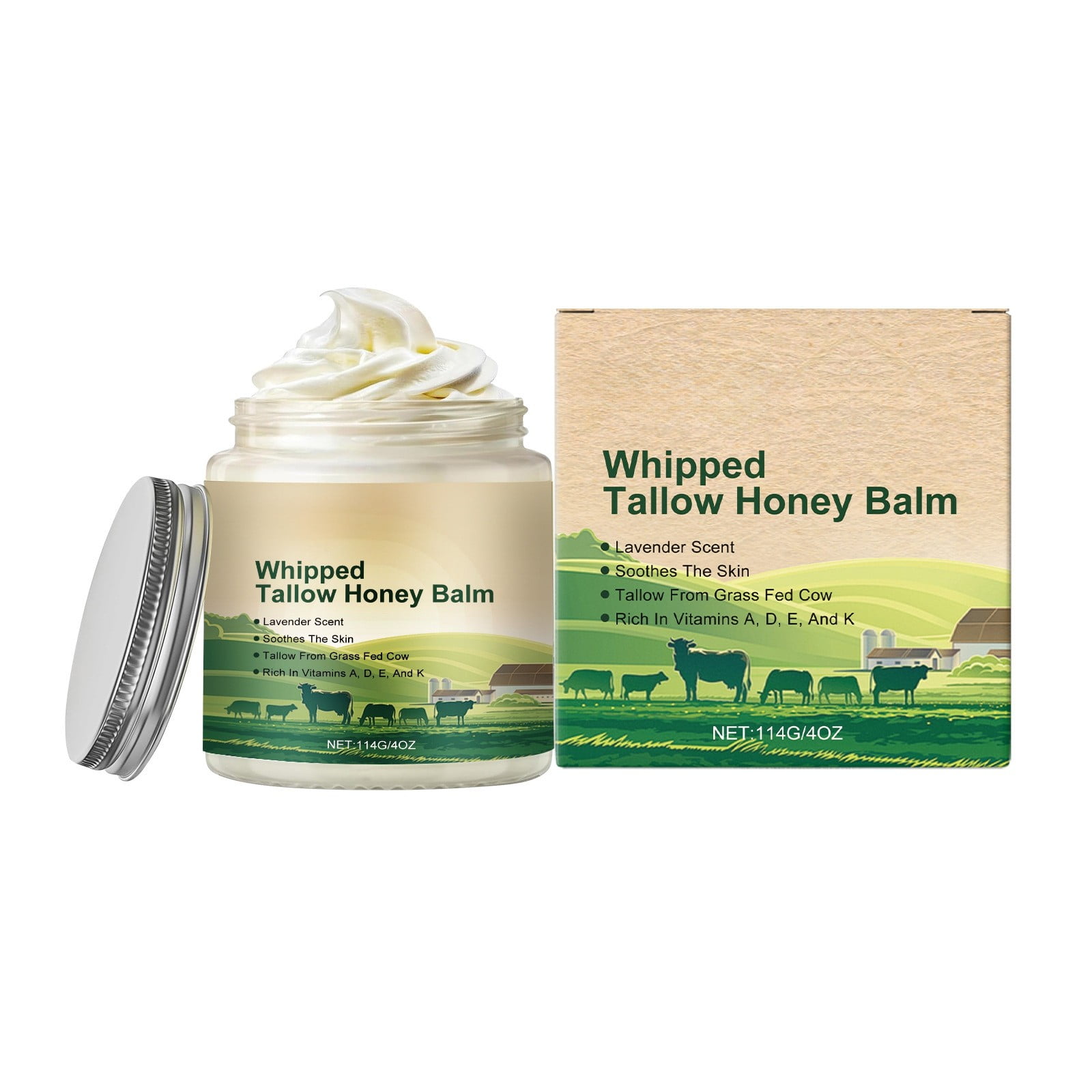 Whipped Tallow Honey Balm,Beef Tallow Skin Care,Beef Tallow for Skin ...
