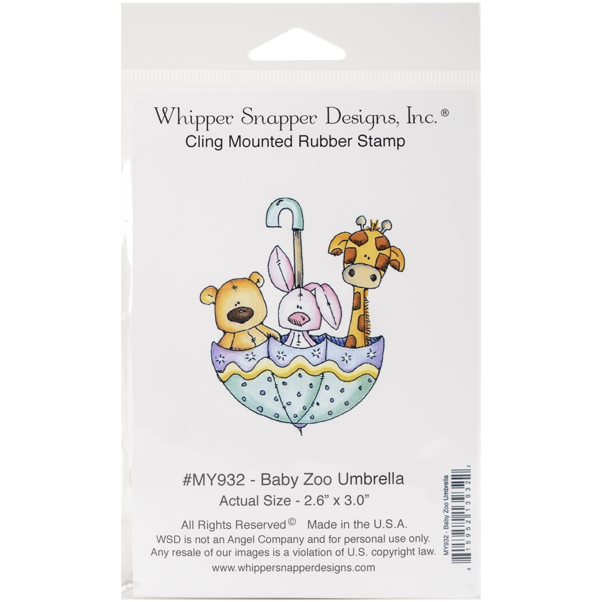 Whipper Snapper Cling Stamp 4"X6"-Baby Zoo Umbrella, Pk 1 - Walmart.com