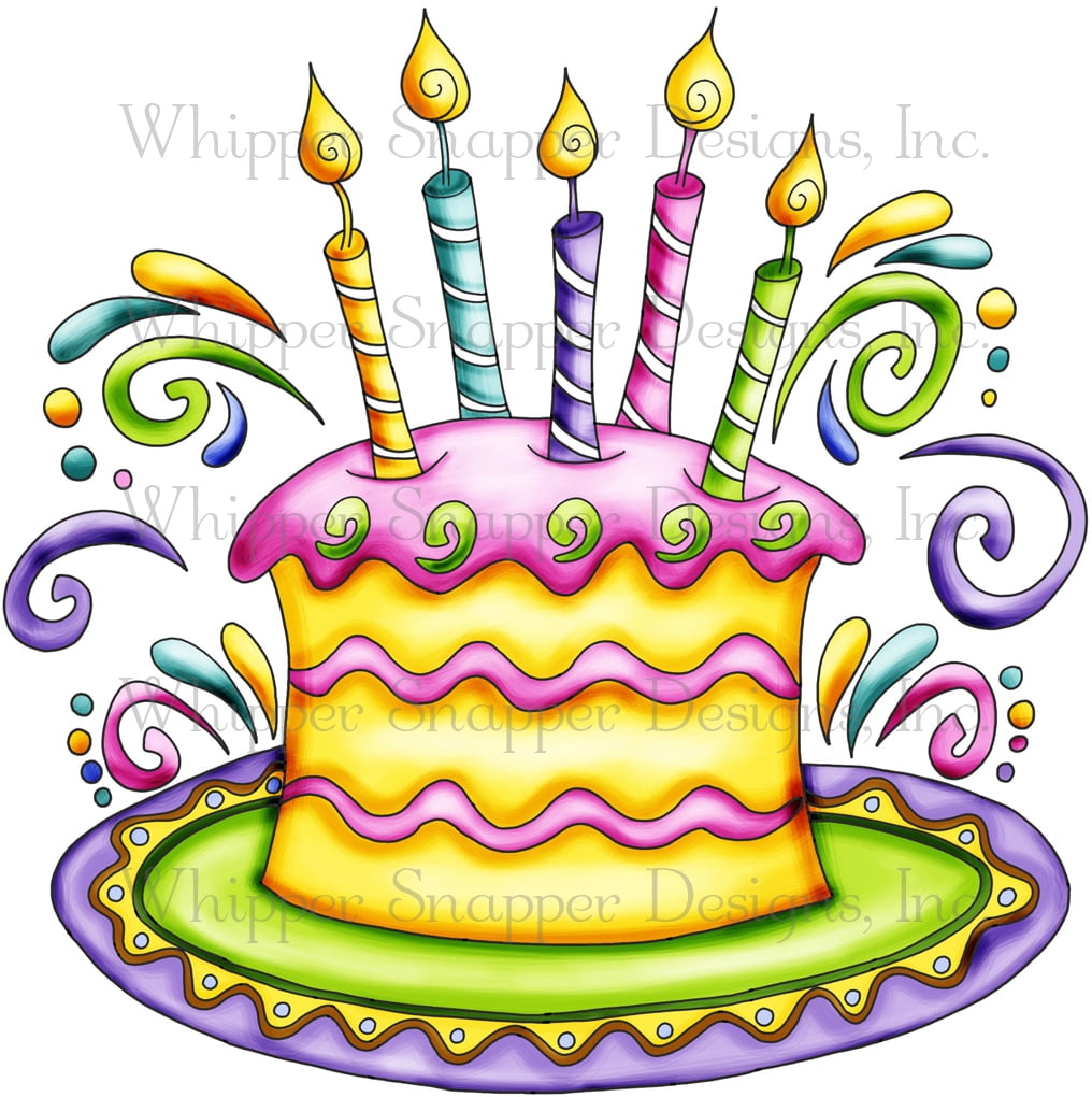 Whipper Snapper Cling Stamp 4"X6"-Birthday Cake - Walmart.com