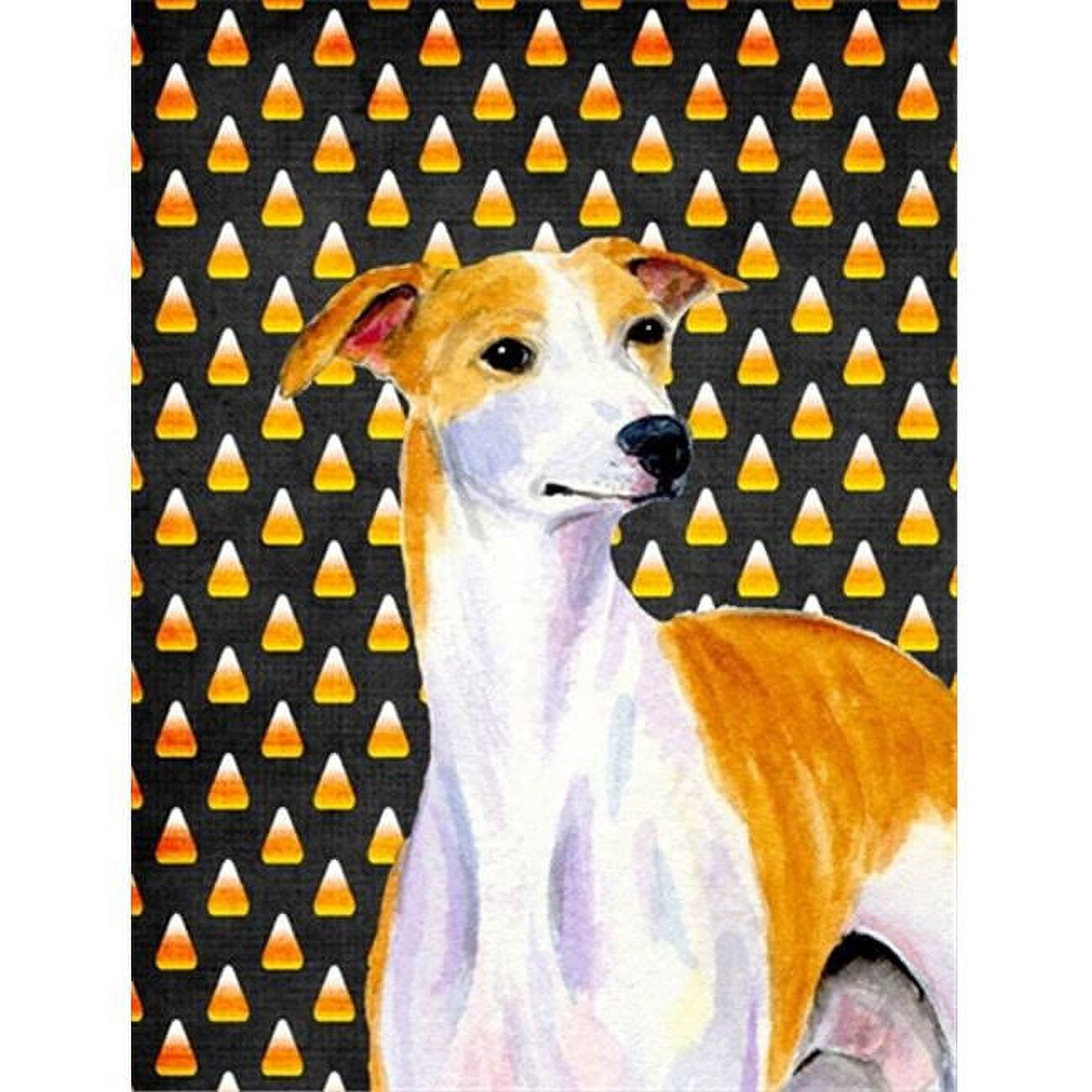 Whippet Candy Corn Halloween Portrait House Size Canvas Flag - 28 x 40 ...