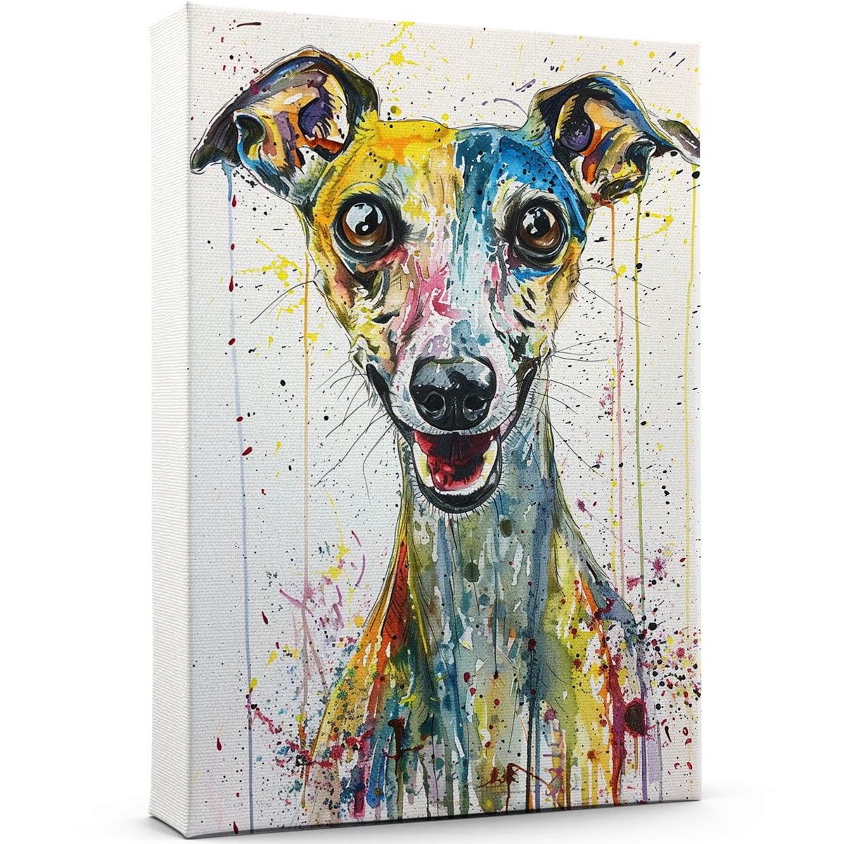 Whippet Canvas Wall Art, Modern Cute Colorful Whippet Canvas Dog Art ...