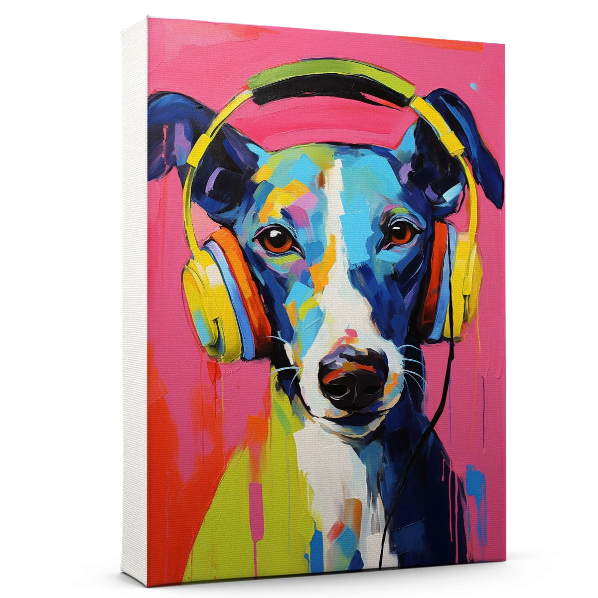 Whippet Dog Headphone Wall Art Dog Decor Dog Painting Room Decor Animal ...