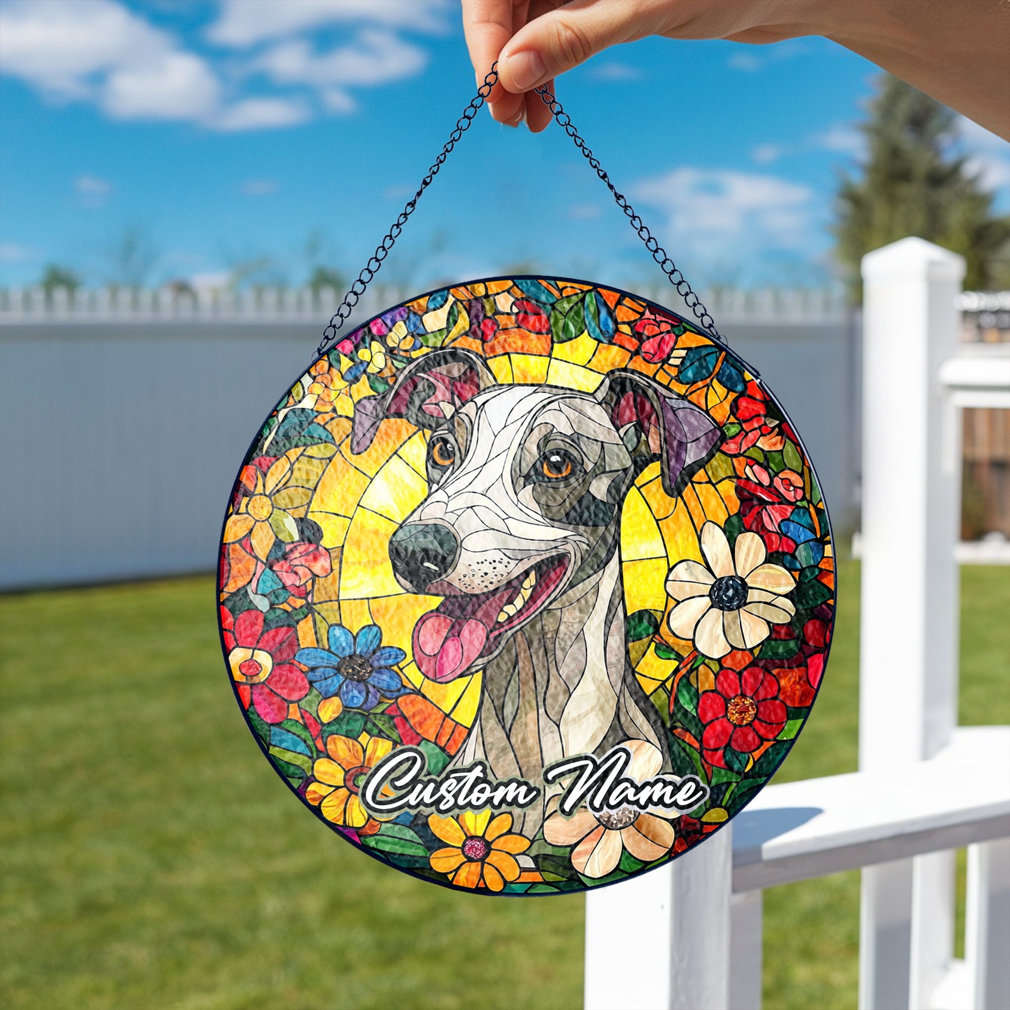 Whippet Dog Stained Glass Window Hanging, Colorful Suncatcher for Home ...