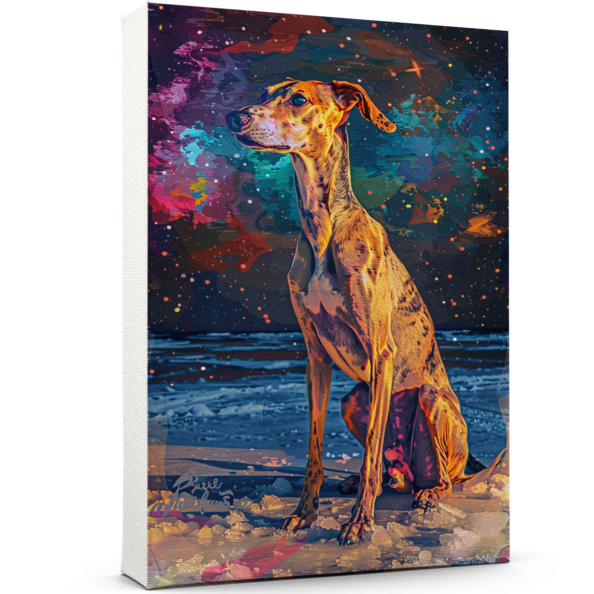 Whippet Dog Wall Art, Dog with Space Starry Night : Pet Puppy Posters ...