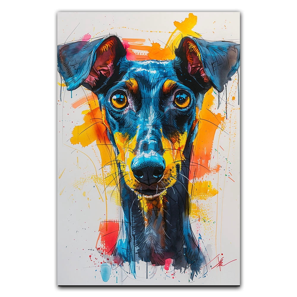 Whippet Dog Wall Art Whippet Picture Poster Print Funny Colorful Animal ...