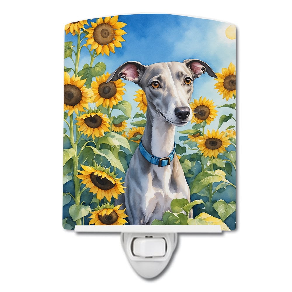 Whippet in Sunflowers Ceramic Night Light 4 in x 6 in - Walmart.com