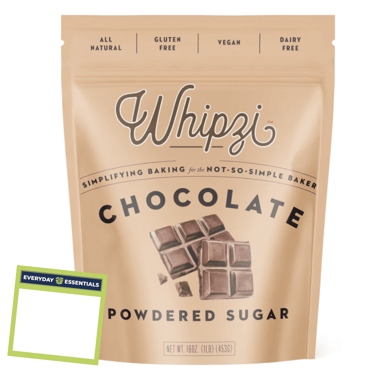 Whipzi All Natural Chocolate Powdered Sugar 16 oz – Gluten Free, Vegan Friendly Baking & Dessert ...