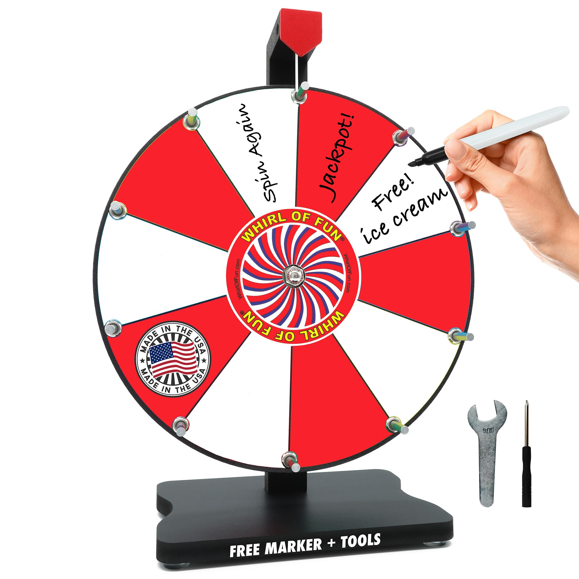 Whirl of Fun 12 Inch Prize Wheel - Spinning Wheel for Prizes with Stand ...