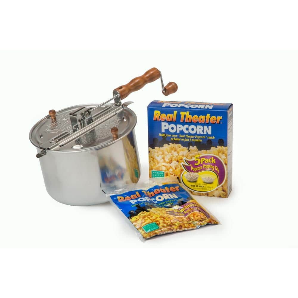 Whirley-Pop 6-Piece Aluminum Silver Stovetop Popcorn Popper with 5 Real ...