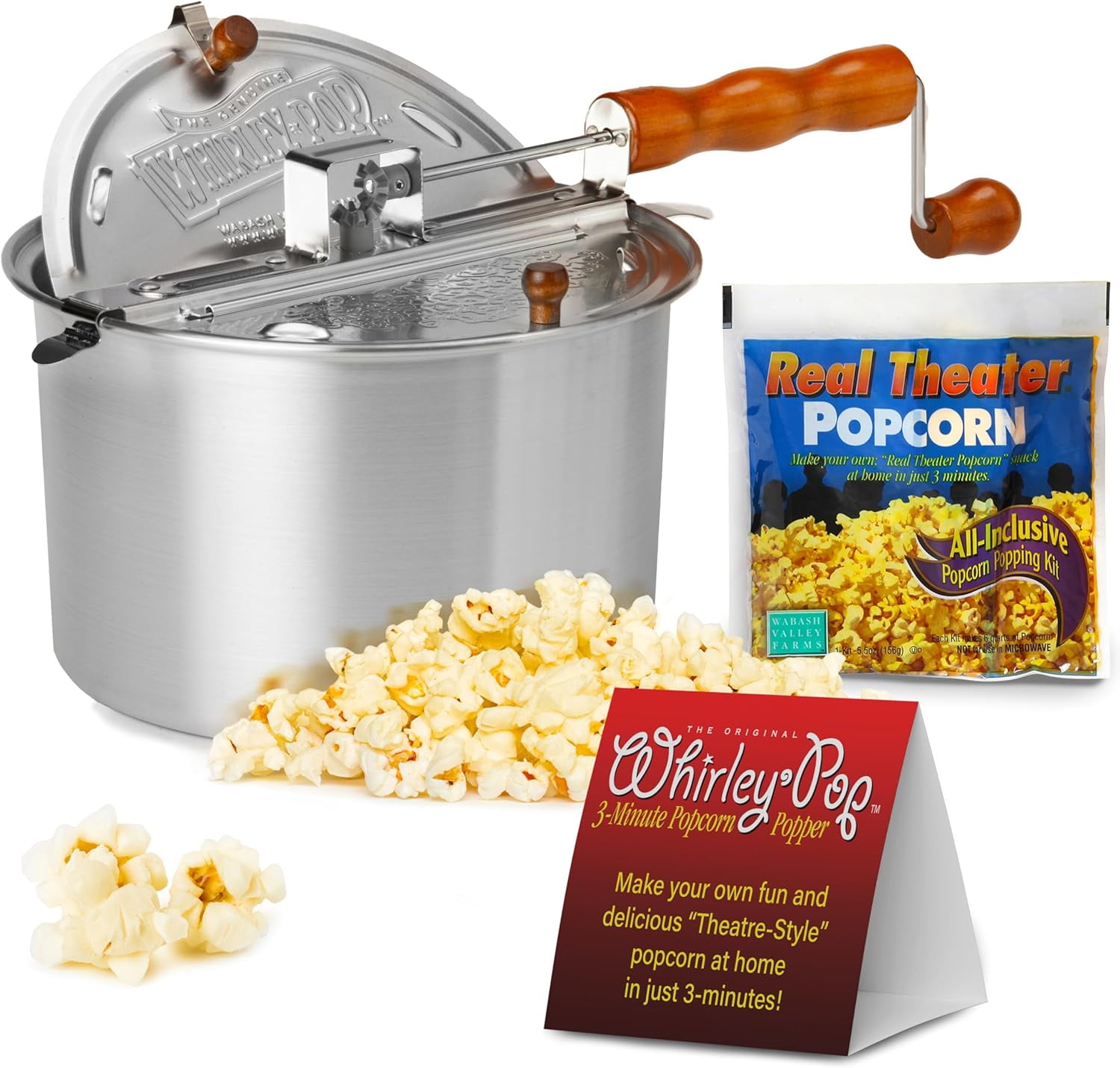 Whirley Pop rn Popper with Kernels – 6-Quart Silver Maker, Fast & Easy ...