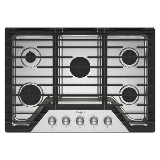 Whirlpool 30 Inch Kitchen Stove Top, 5 Burner Stainless Steel Gas ...