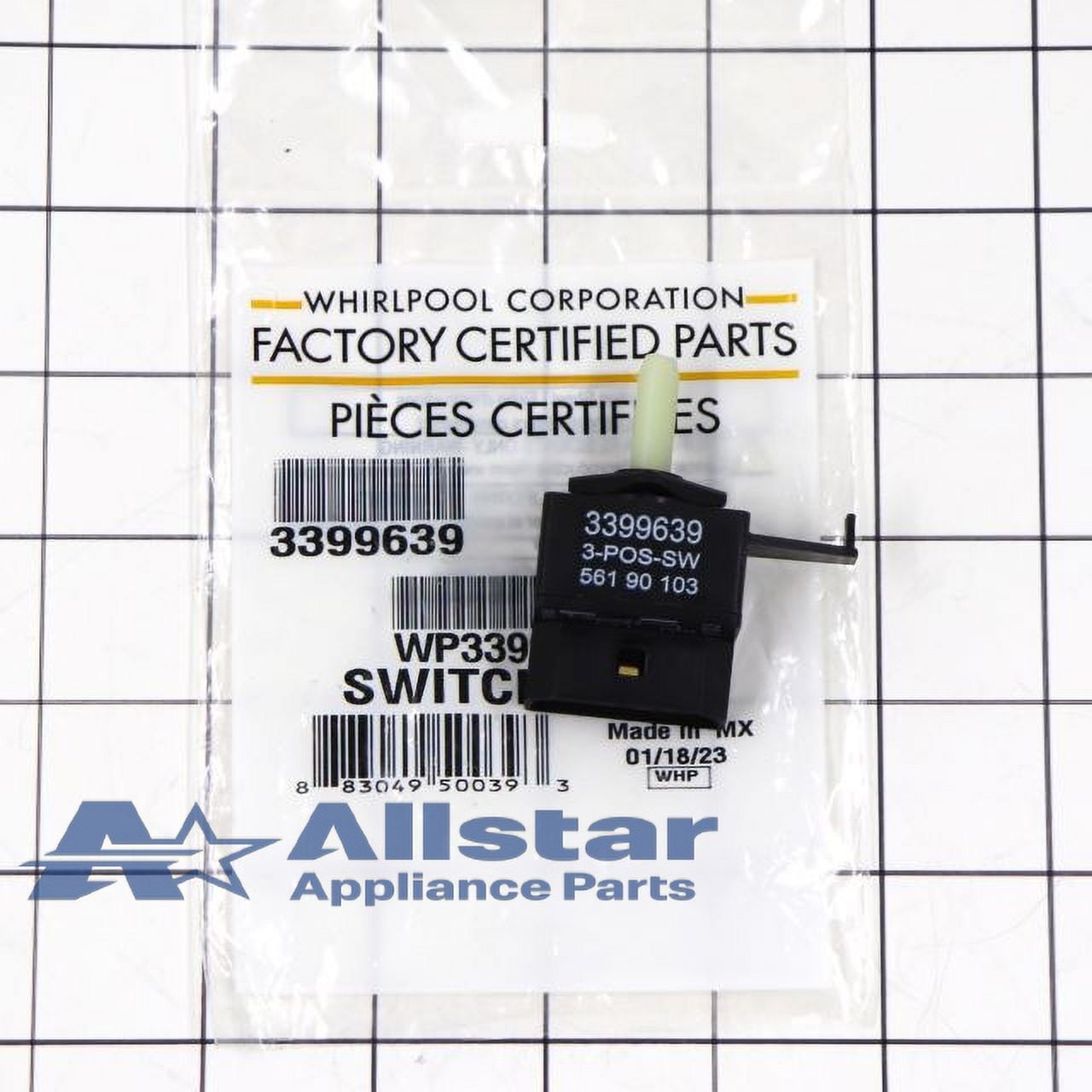 Whirlpool Dryer Temperature Selector Switch WP3399639 - Walmart.com