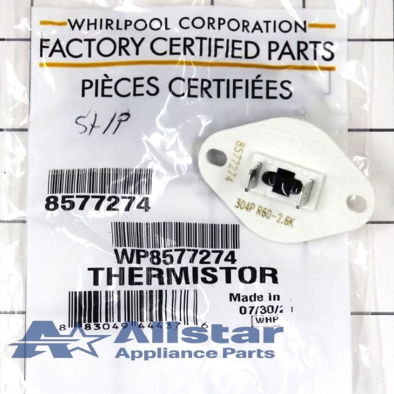Whirlpool OEM Dryer Thermistor WP8577274 Replaces (8577274, 8277274 ...