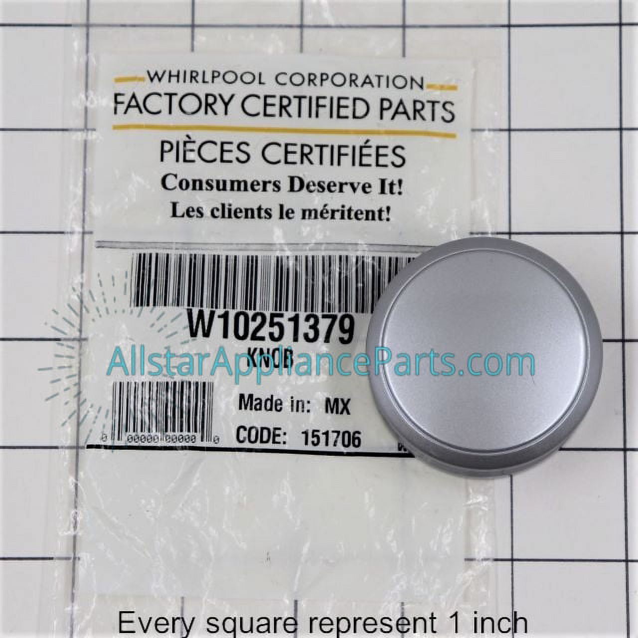 Whirlpool Dryer, Washing Machine Control Knob WPW10251379 - Walmart.com