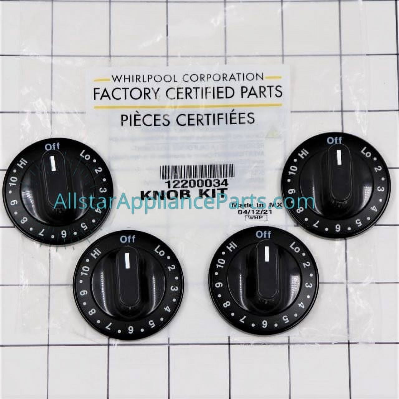 Whirlpool Range/Stove/Oven Control Knob Kit 12200034 - Walmart.com