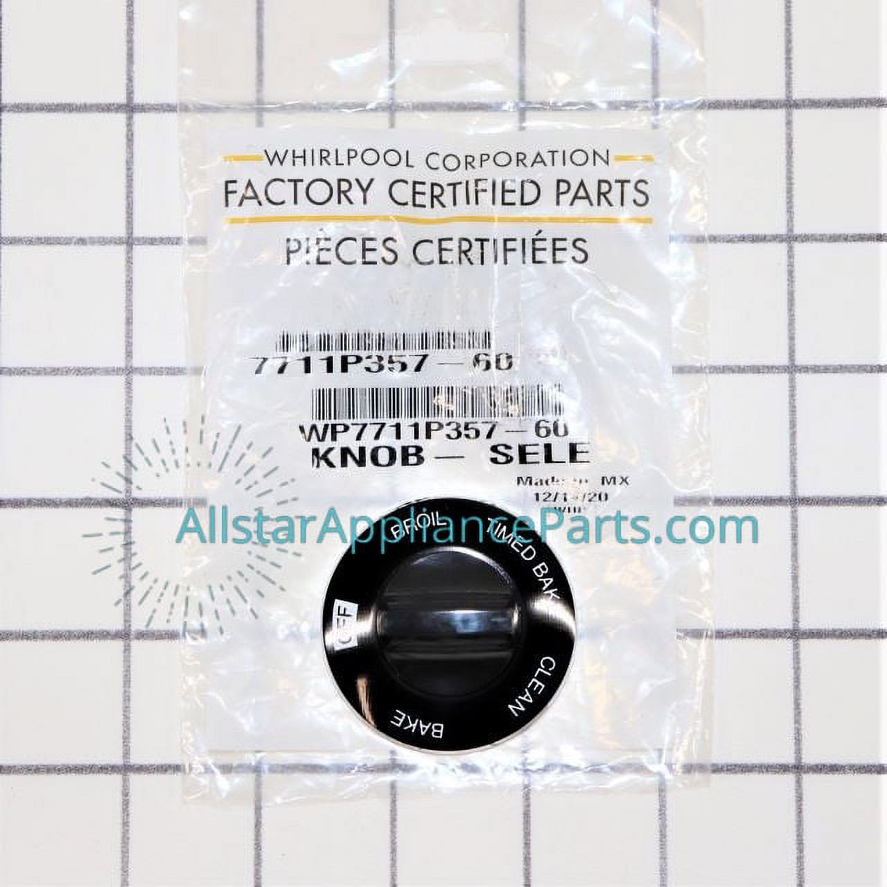Whirlpool Range/Stove/Oven Selector Knob WP7711P357-60 - Walmart.com