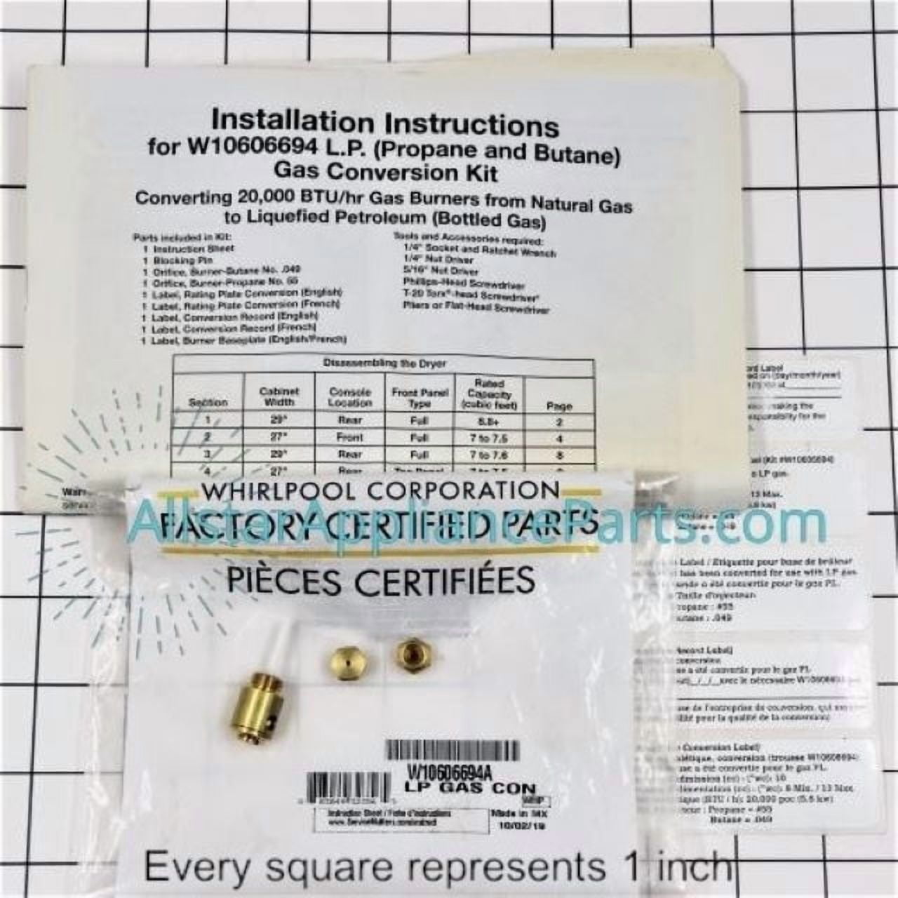 Whirlpool Dryer LP Gas Conversion Kit W10606694A - Walmart.com
