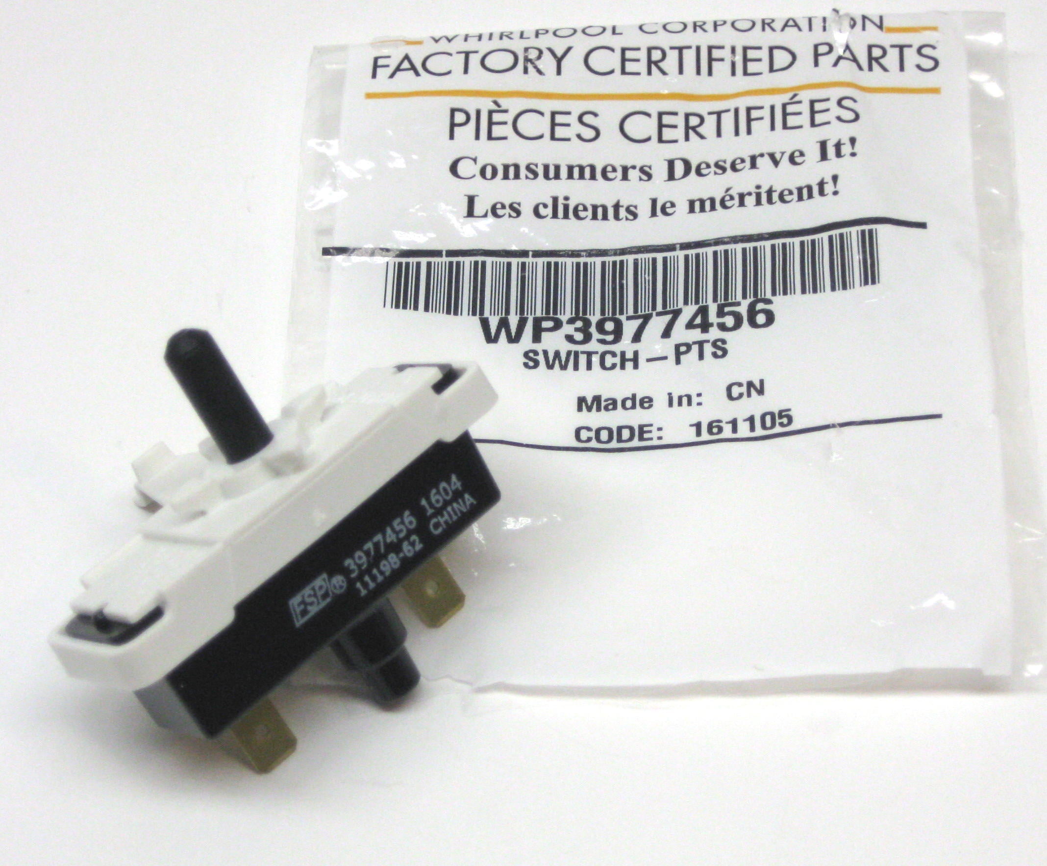 Whirlpool WP3977456 Genuine OEM Dryer Switch Push To StarFits: 3977456 ...