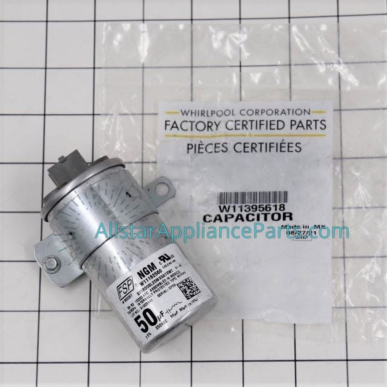 Whirlpool Genuine OEM Washing Machine Capacitor W11395618 - Walmart.com