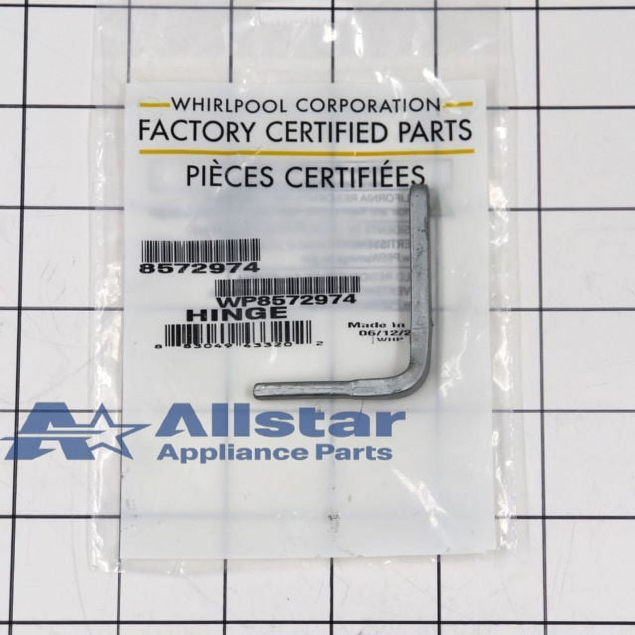 Whirlpool Washing Machine Lid Hinge Wire (Right Side) WP8572974 ...