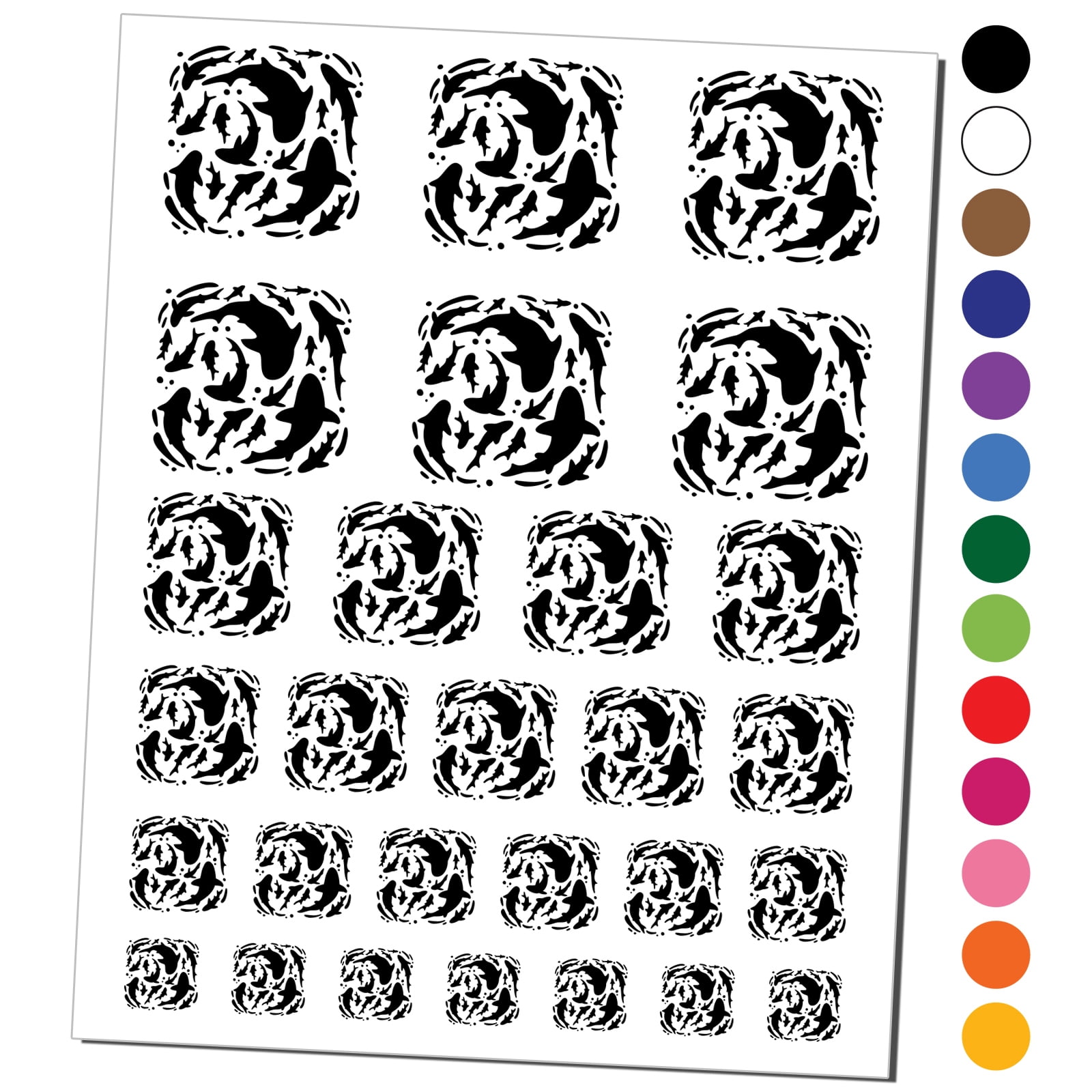 Whirlpool of Ocean Sharks and Fish Water Resistant Temporary Tattoo Set ...