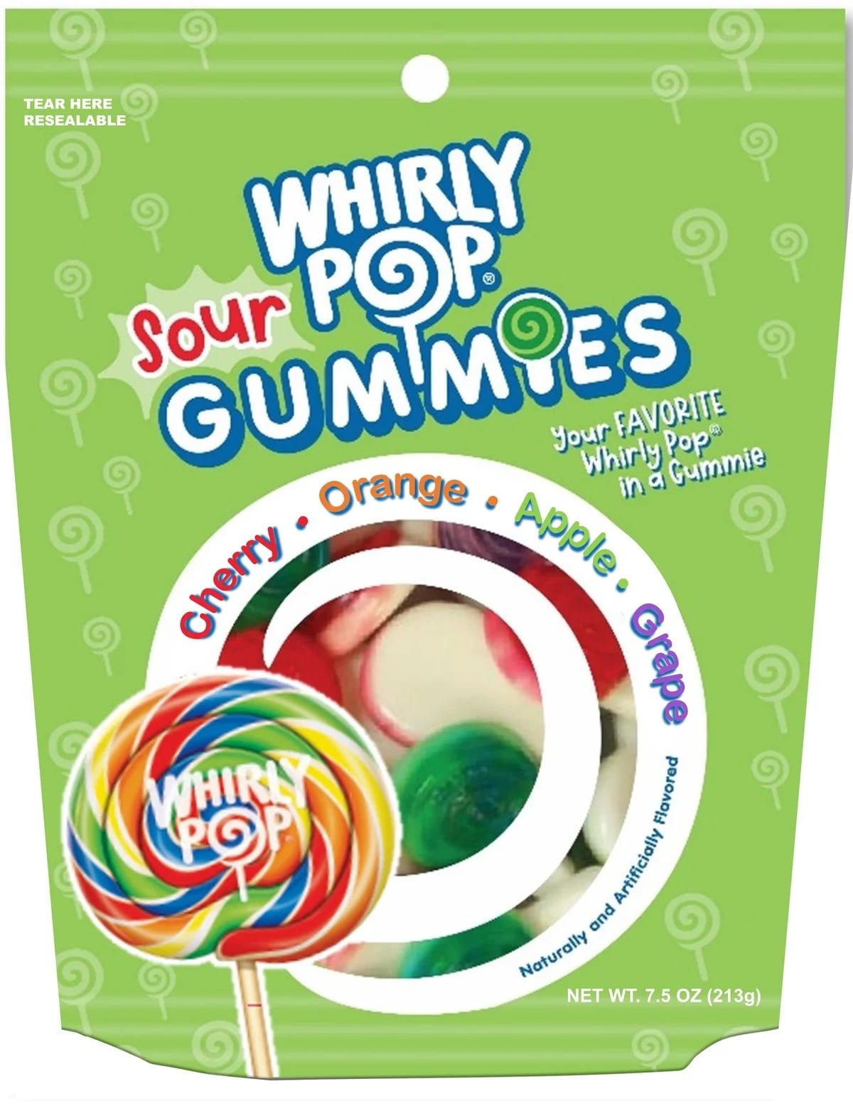 Whirly Pop Sour Gummies Candy, 7.5 Ounce Resealable Bag - Walmart.com