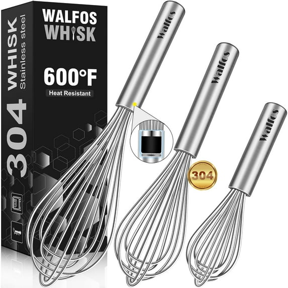 Whisk,304 Stainless Steel whisk,No-Rust 7+9+11inch Whisks for cooking ...