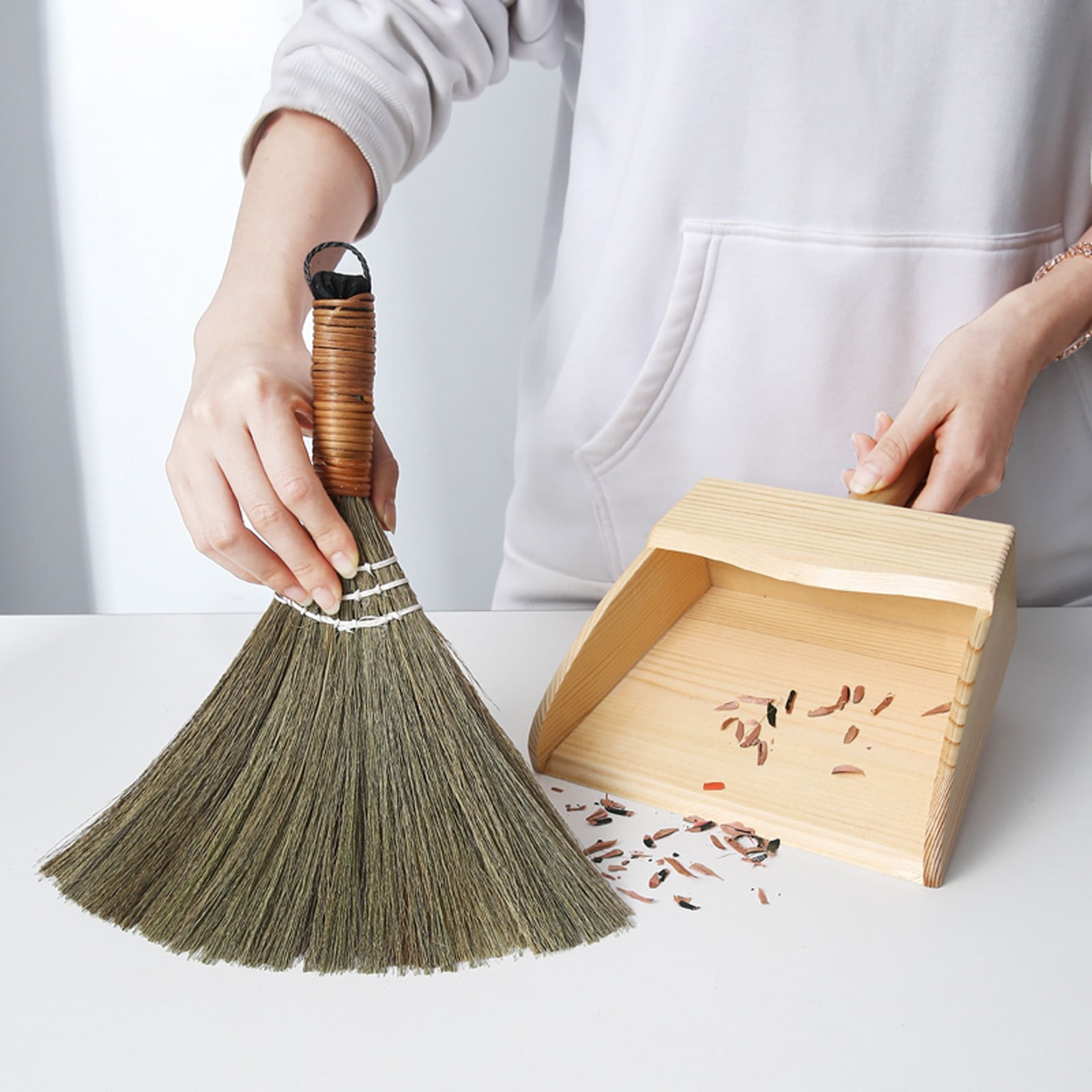 Whisk Broom Hand Held, 12.2 Inch Hand Broom Brush, Straw Broom with ...