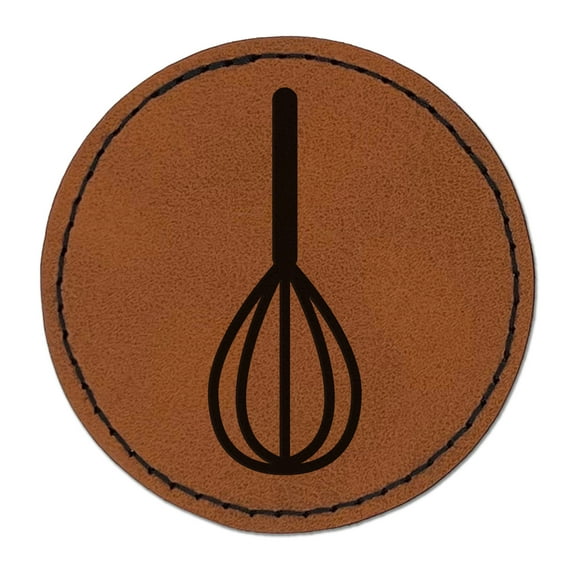 Whisk French Whip Cooking Baking 2.5" Faux Leather Round Engraved Iron ...