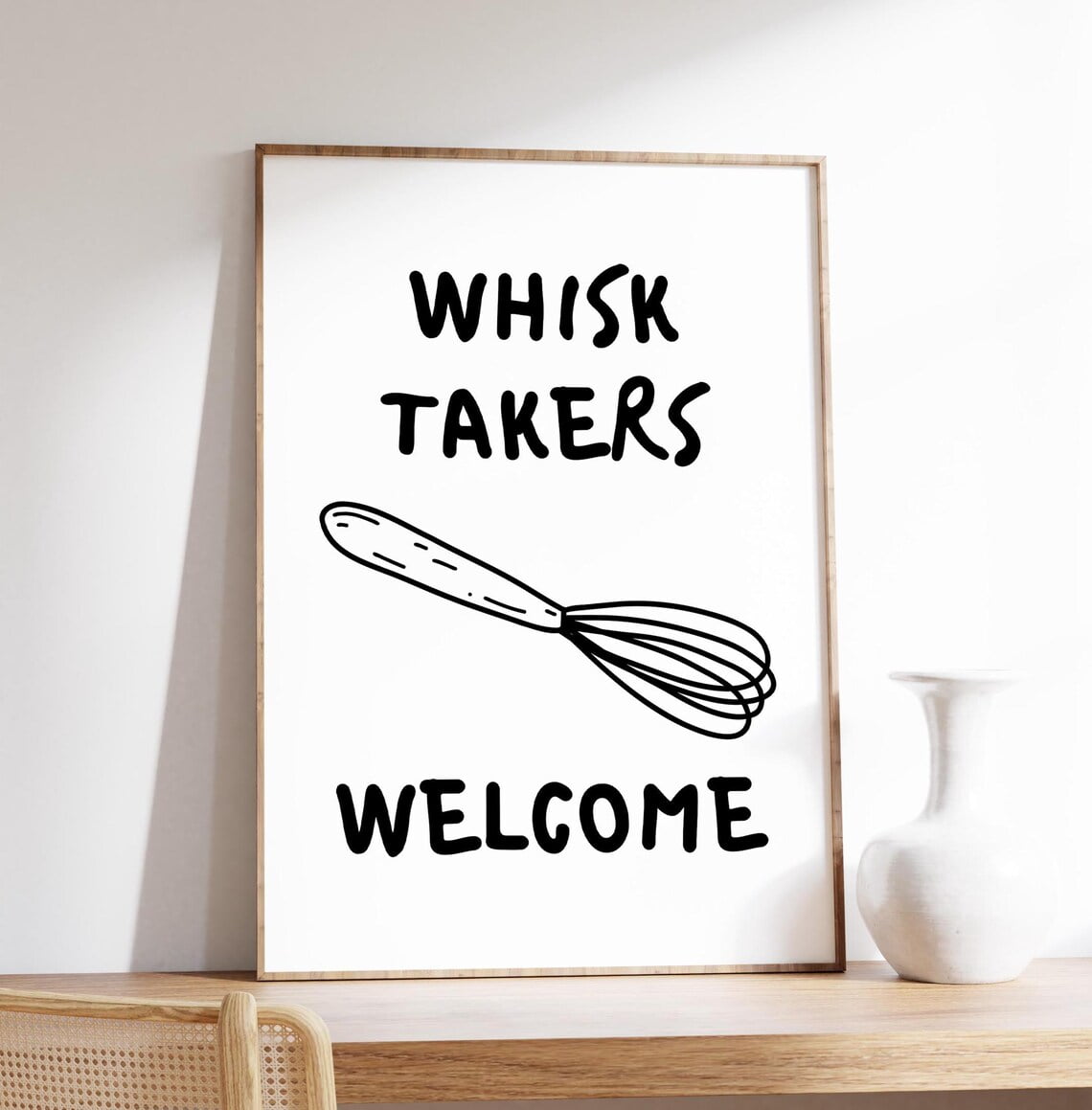 Whisk Takers Welcome Print, Funny Kitchen Wall Art, Cooking And Baking ...
