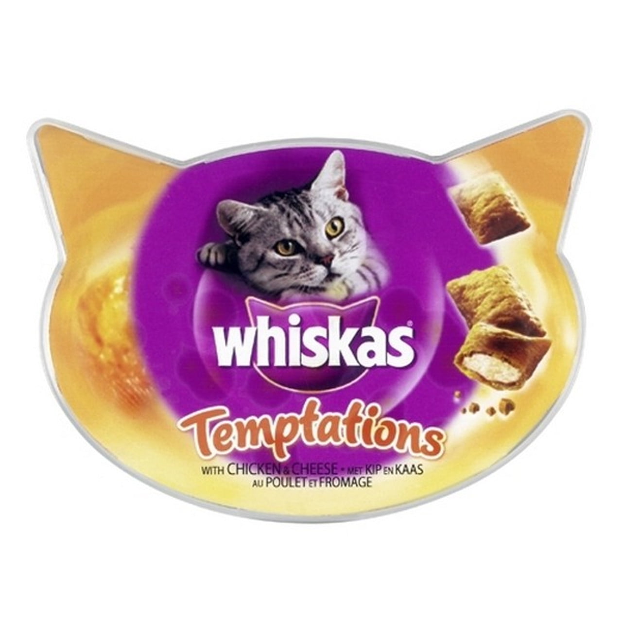 Whiskas Chicken and Cheese Temptations Cat Food 60g 1 Case - Walmart.com