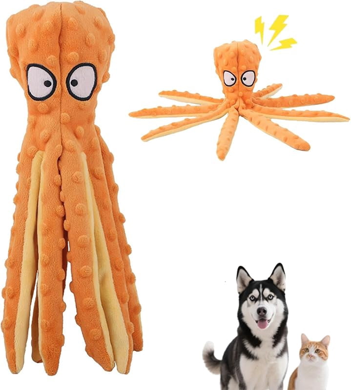 Whiskerspot Octopus Dog Toy, Eco-Friend Octopus Plush, Squeaky ...