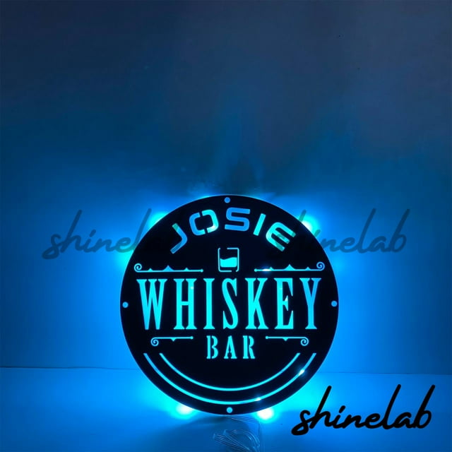 Whiskey Bar Metal Sign LED Wall Art, Bar Decor, Whiskey Art Wall Decor ...