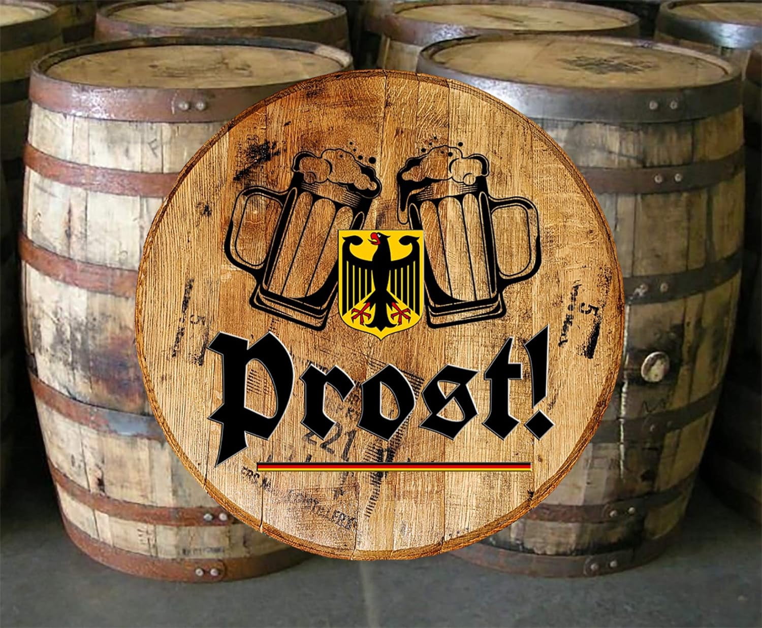 Whiskey Barrel Head Prost Drinking Bar Sign Décor - Walmart.com