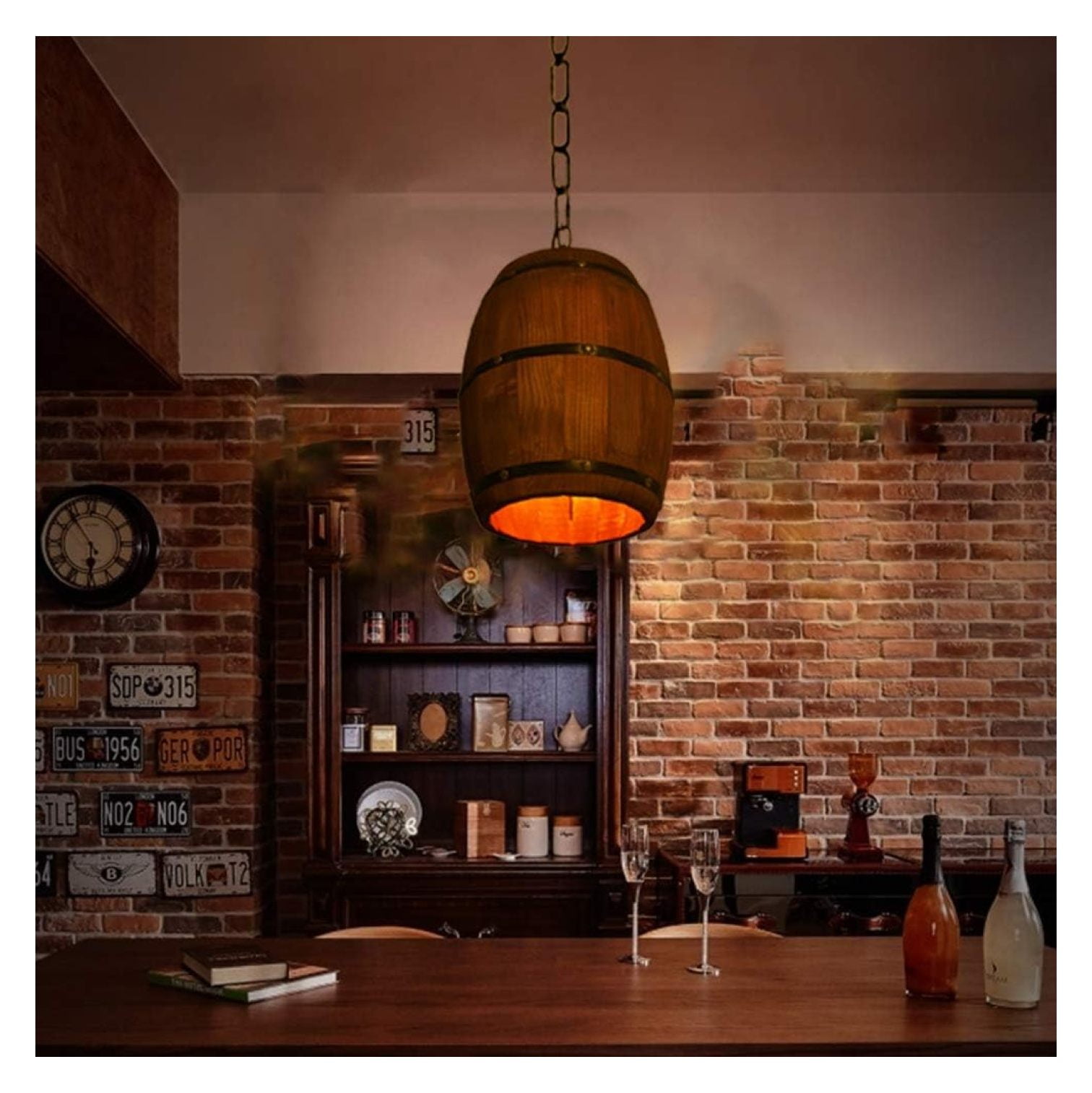 Whiskey Barrel Light Fixture Bar Lamps Hanging Wine Barrel Wood ...