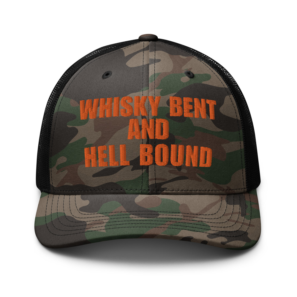 Whiskey Bent And Hell Bound Camouflage Trucker Hat (Camo/Black ...